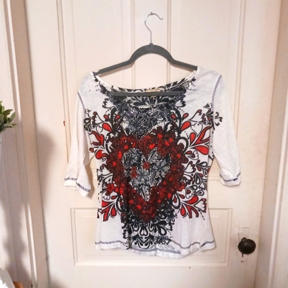 ONE WORLD | Tops | One World Pxl 34 Sleeve Top | Poshmark